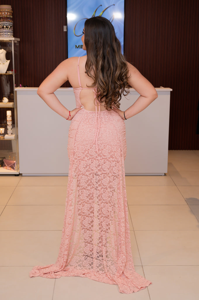 Rose Corset Train Lace Dress – Melz Fashion